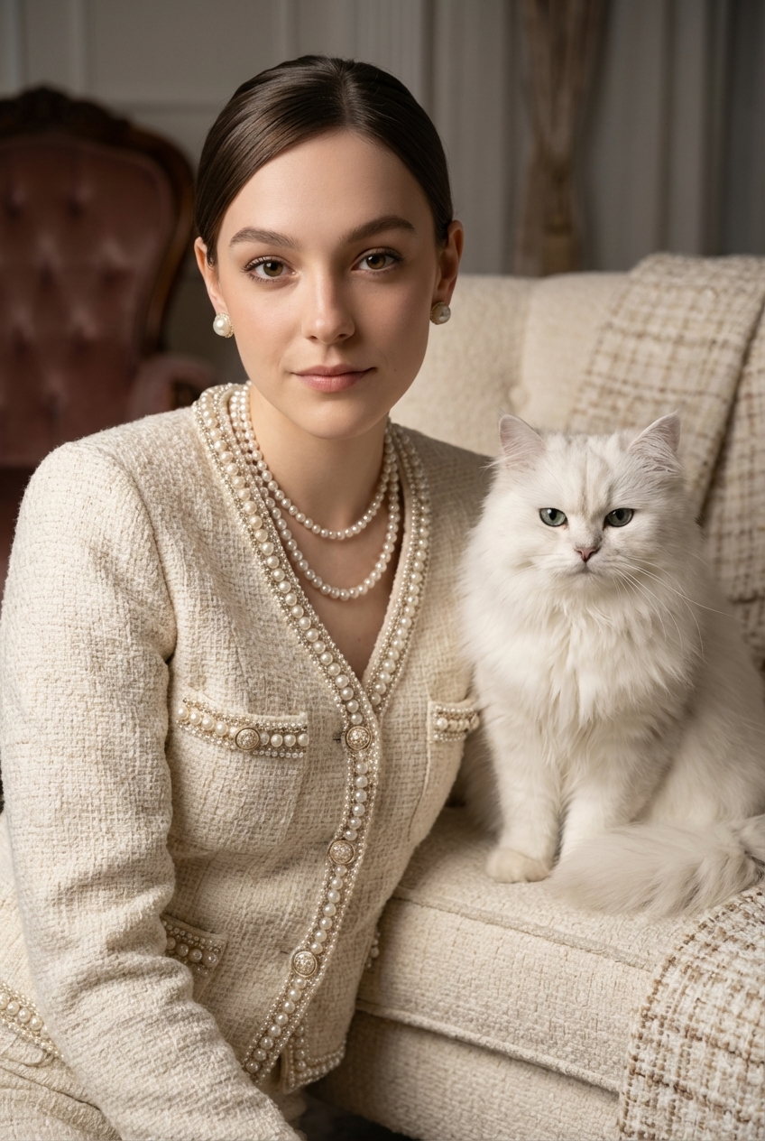 Pearled Elegance: A Couture Moment in White Template - Instant AI Art Creation | PicX Studio